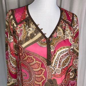 Cache | Tops | Cach Semisheer Paisley Type Print Top | Poshmark